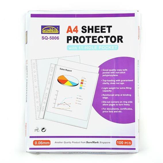 Suremark A4 Sheet Protectors/Copy Safe/Plastic Pockets for Papers ...