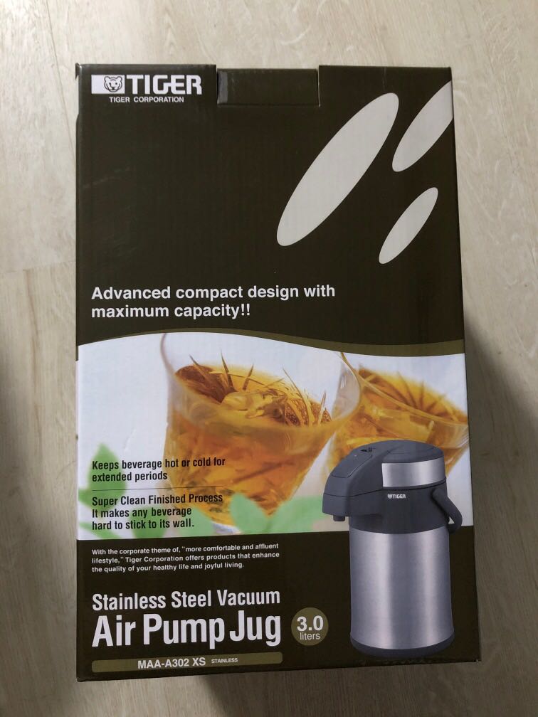 Tiger Stainless Steel Vacuum Air Pump Jug 3.0 L, TV & Home Appliances ...