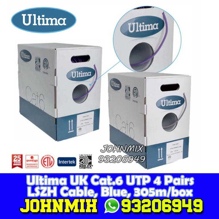 Ultima UK Cat.6 UTP 4 Pairs LSZH Cable, Blue, 305m/box 網線 電腦線 LAN線 ...