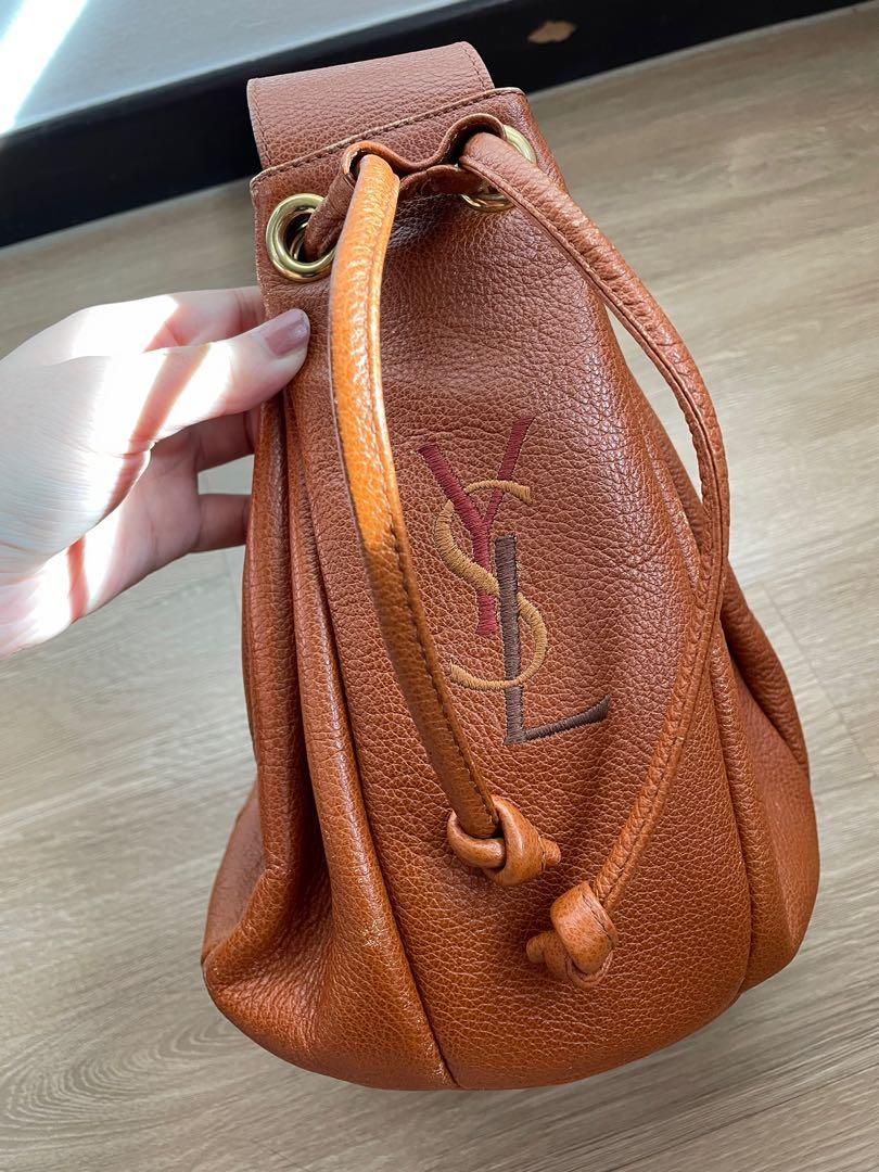 vintage ysl logo drawstring bag brown leather SUPER RARE, Women's ...