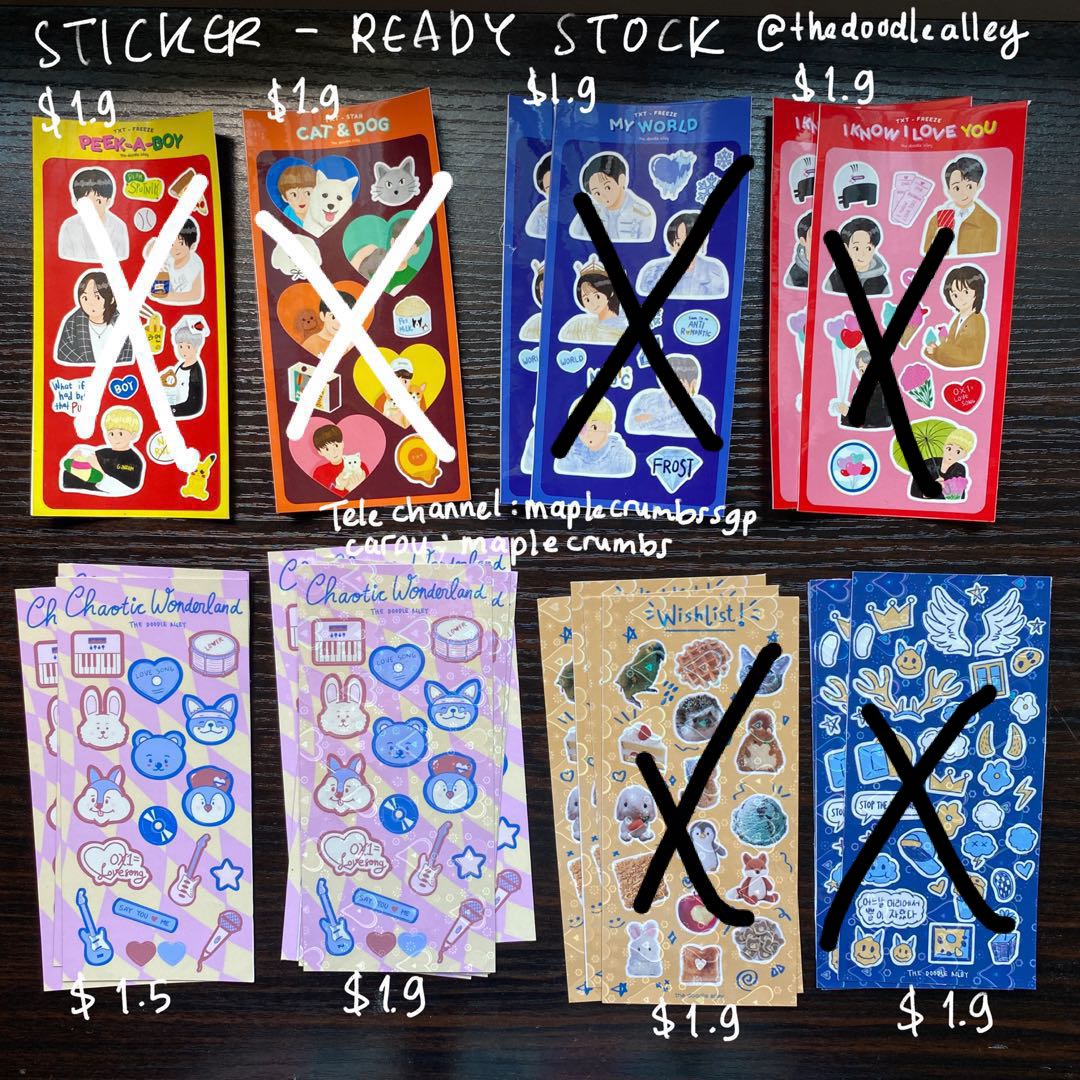 wts / lfb illustrated sticker TXT / Enhypen korean deco fanmade merch ...