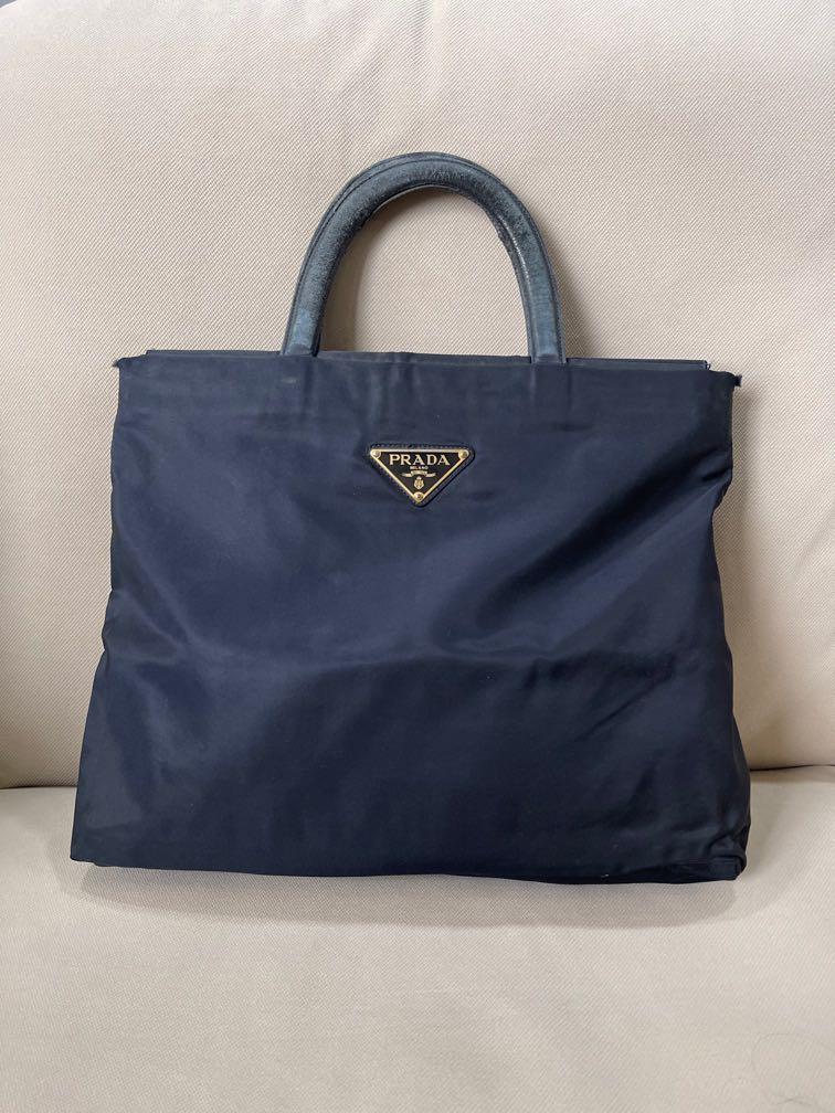 Authentic Vintage Prada Work Tote-Navy, Luxury, Bags & Wallets on Carousell
