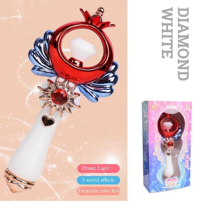 Cute Magic Wand with LED Light and Sound Diamond Heart Moon Crown Heart ...