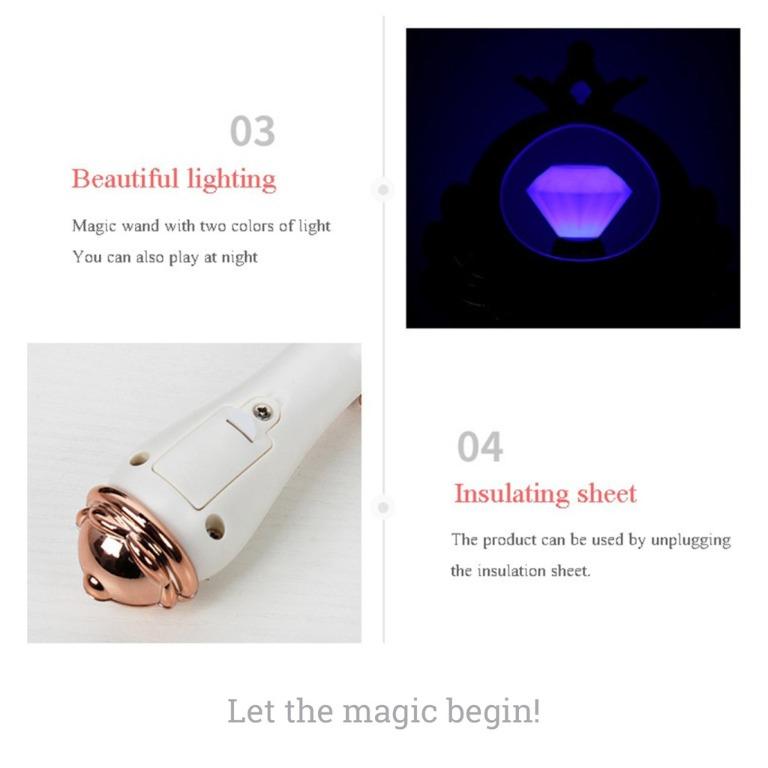 Cute Magic Wand with LED Light and Sound Diamond Heart Moon Crown Heart ...