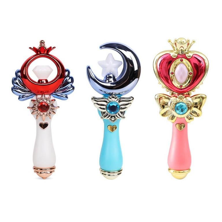 Cute Magic Wand with LED Light and Sound Diamond Heart Moon Crown Heart ...