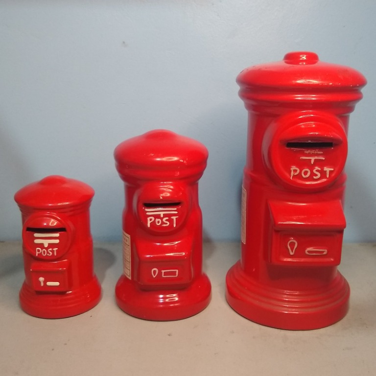 Cute Vintage Red Mail Post Ceramic Display Coin Bank Alkansya Ipon ...