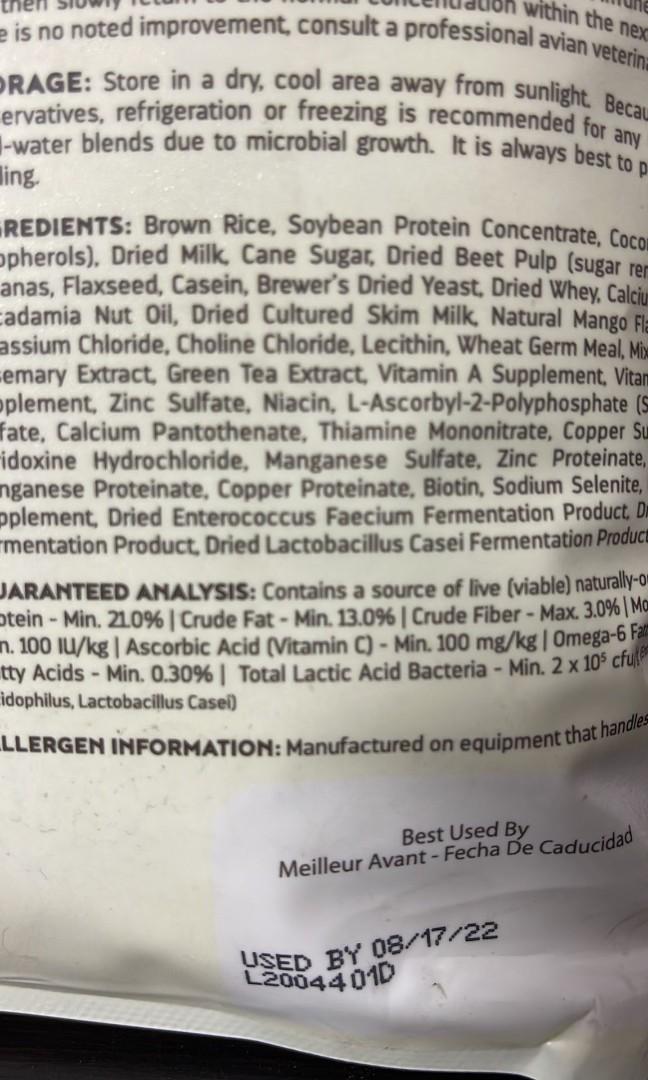 HIGGINS INTUNE HAND FEEDING FORMULA, Pet Supplies, Pet Food on Carousell