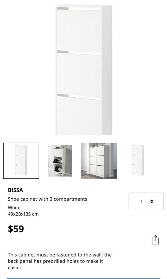 Ikea Bissa Shoe rack 3-tier, Furniture & Home Living, Furniture ...
