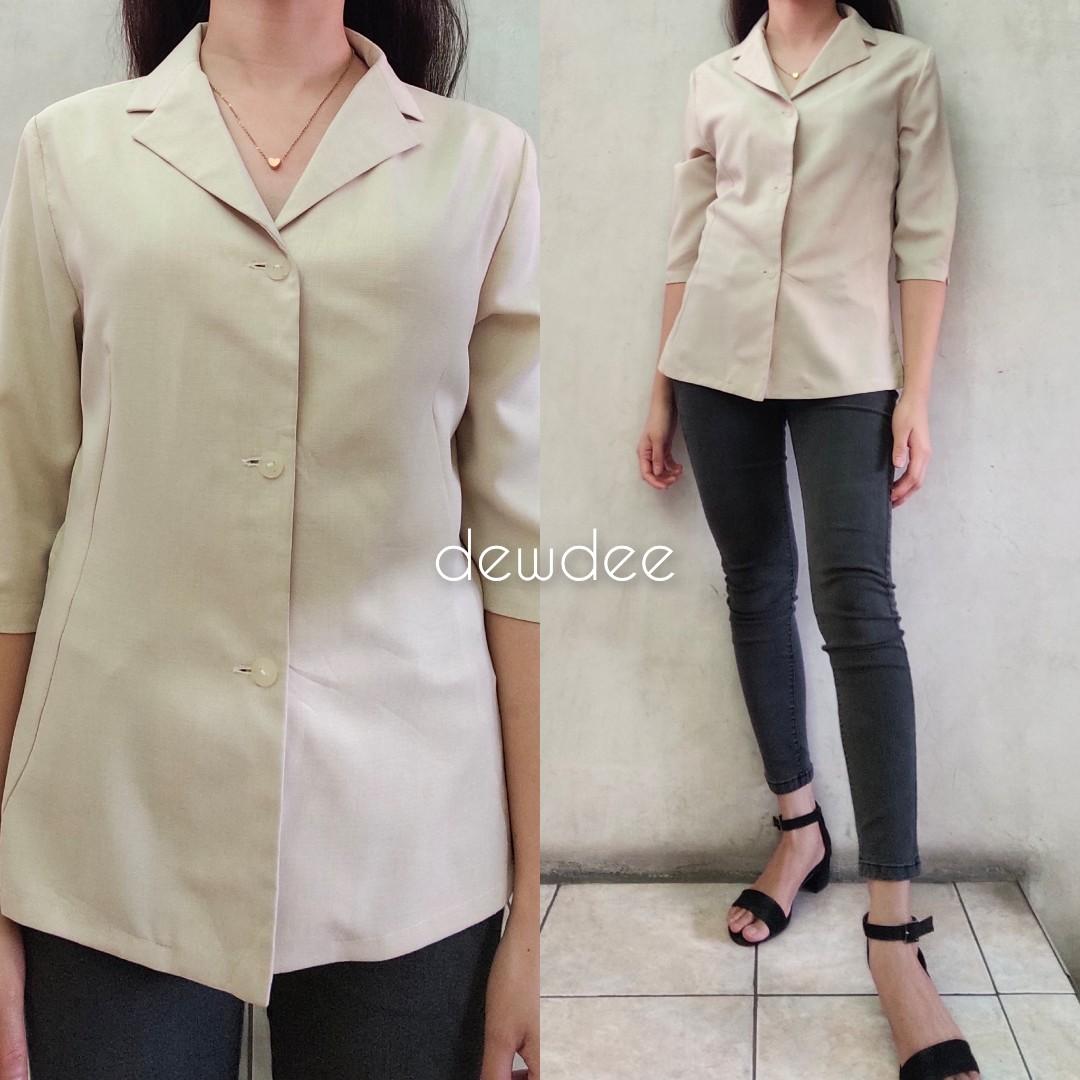 Light Brown Half Sleeve Coat Preloved, Women's Fashion, Coats, Jackets ...