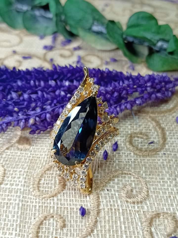 London Blue Topaz Power Ring, Women's Fashion, Jewelry & Organizers ...