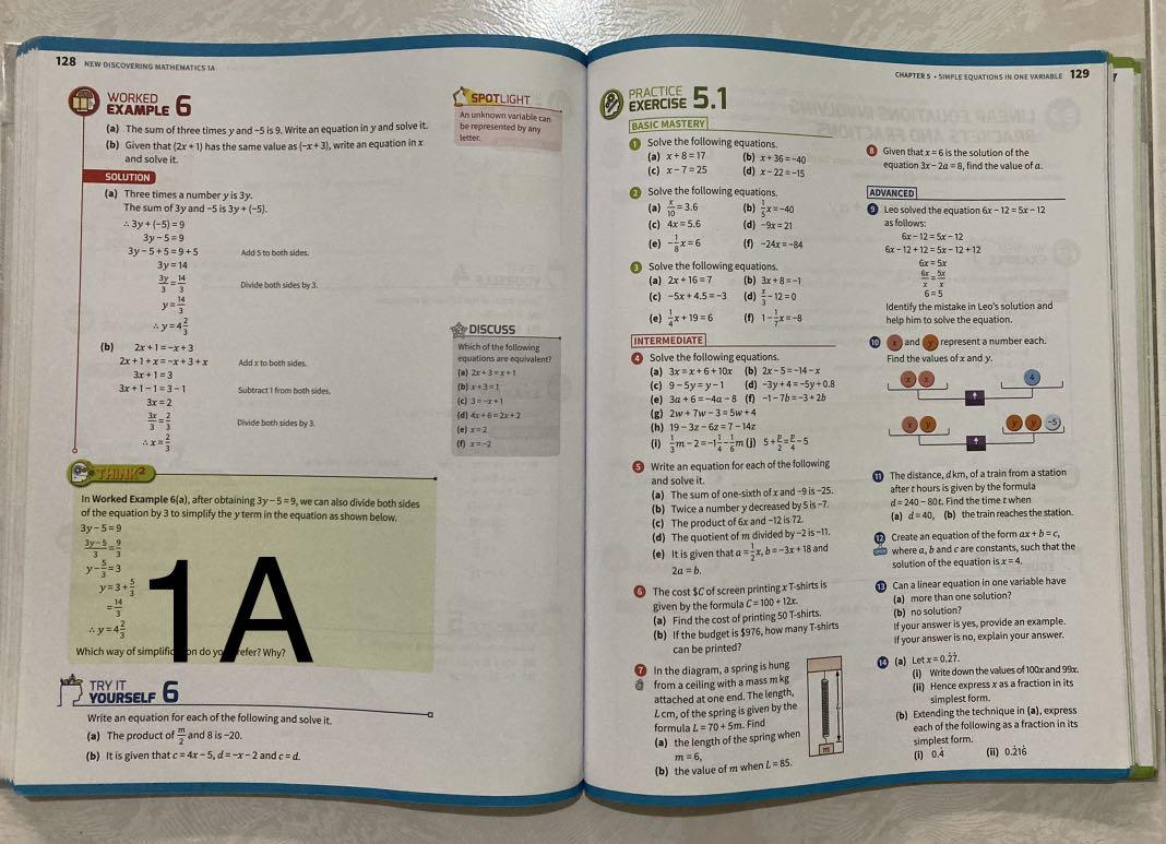 New Discovery Mathematics Secondary 1A & 1B Textbook, Hobbies & Toys ...