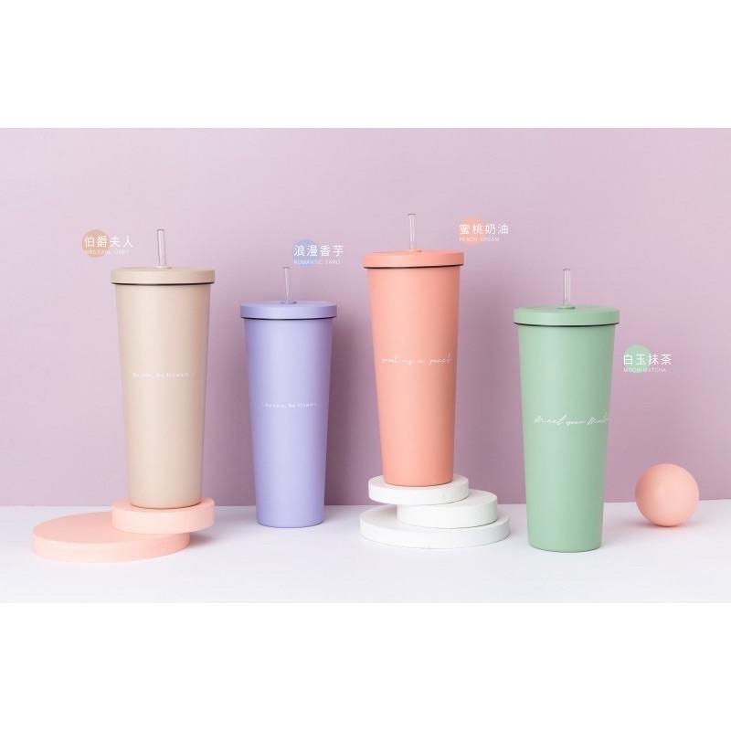 全新Oolab 850ML 莫蘭迪304不鏽鋼吸管杯 保冷杯（浪漫香芋款）附透明吸管, 家具及居家用品, 廚具和餐具, 水杯、水壺在旋轉拍賣