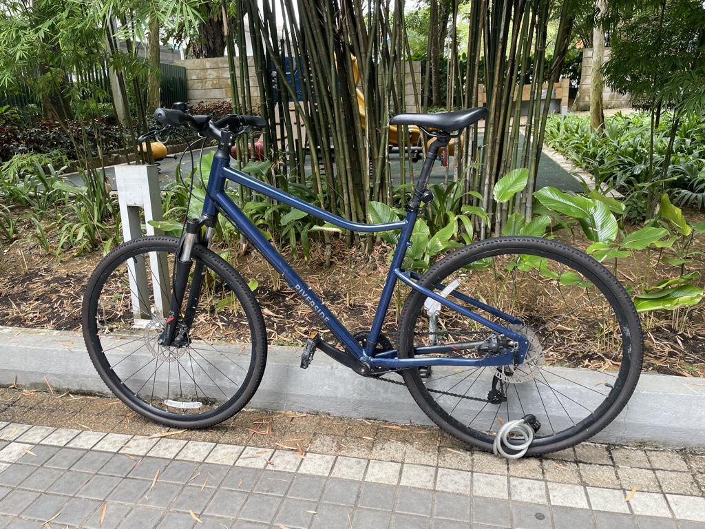 Riverside 500 Disc Brake 9sp Hybrid Bike Blue + Lock + Helmet , Sports ...