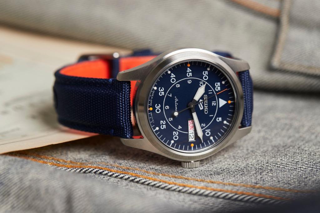 Seiko 5 Sports Blue Military Field Flieger Automatic Watch SRPH31 ...