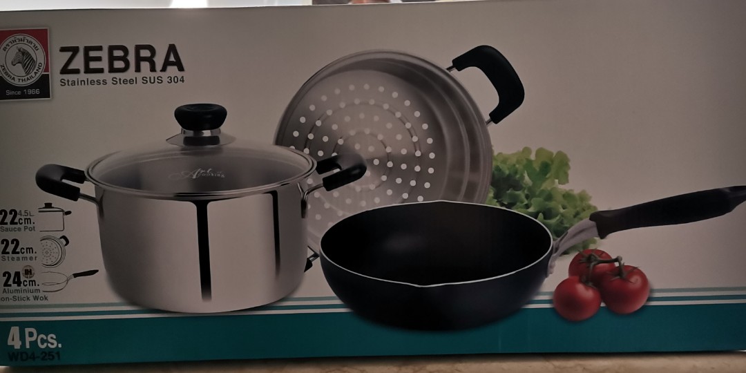 Zebra Pot and Pan Set, Furniture & Home Living, Kitchenware & Tableware ...