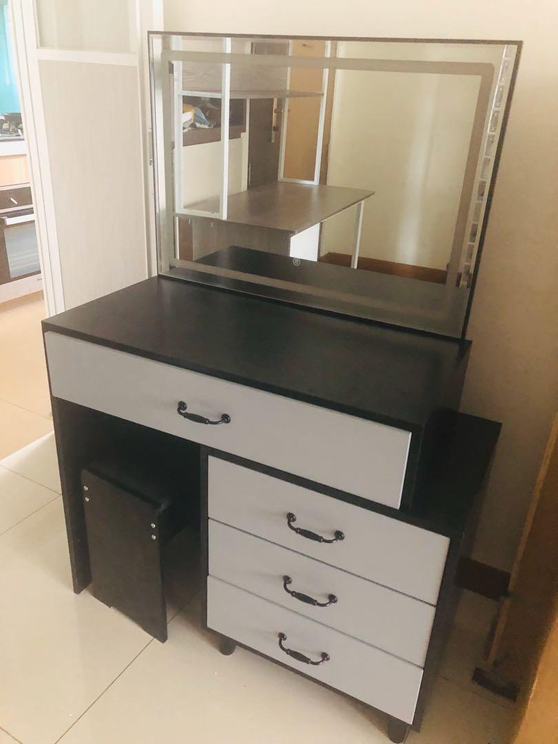 Assembled 80cm Dressing Table With LED Mirror & Stool, Furniture & Home ...