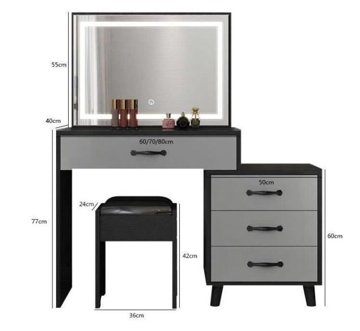 Assembled 80cm Dressing Table With LED Mirror & Stool, Furniture & Home ...