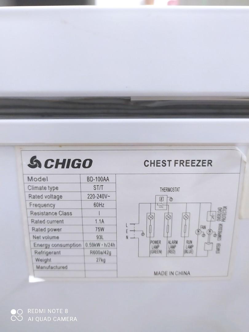 Chigo 3.5 cu ft Chest Type Freezer (A+ High Energy Efficiency) with ...