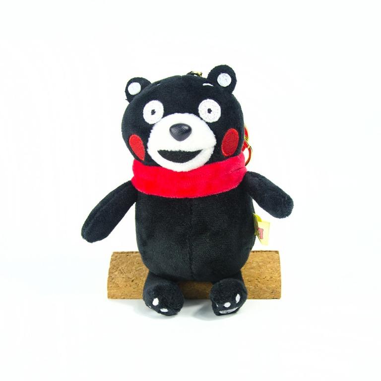 Cute Kumamon Black Bear Red Scarf Plush Gold Plated Keychain Charm 6 ...