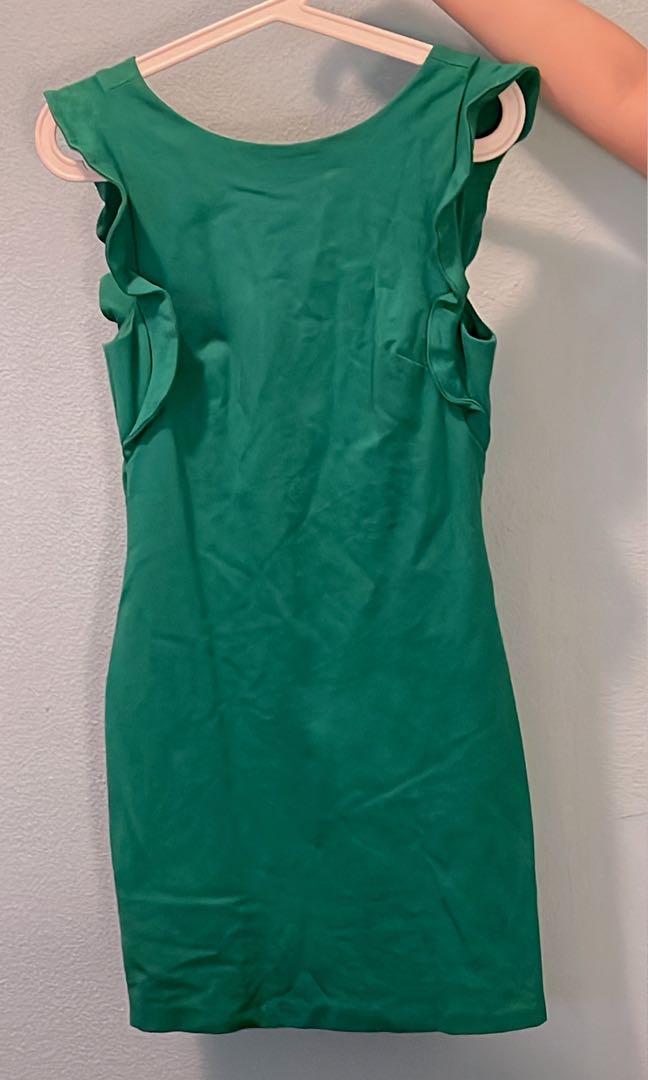 forever new green dress with ruffle sleeves, Women's Fashion, Dresses ...