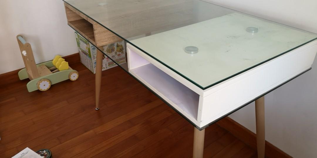 Glass Study Desk, Furniture & Home Living, Furniture, Tables & Sets on ...