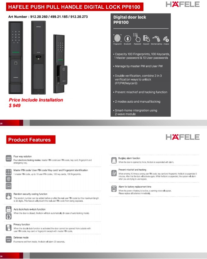 Hafele PP8100, Furniture & Home Living, Security & Locks, Locks, Doors ...