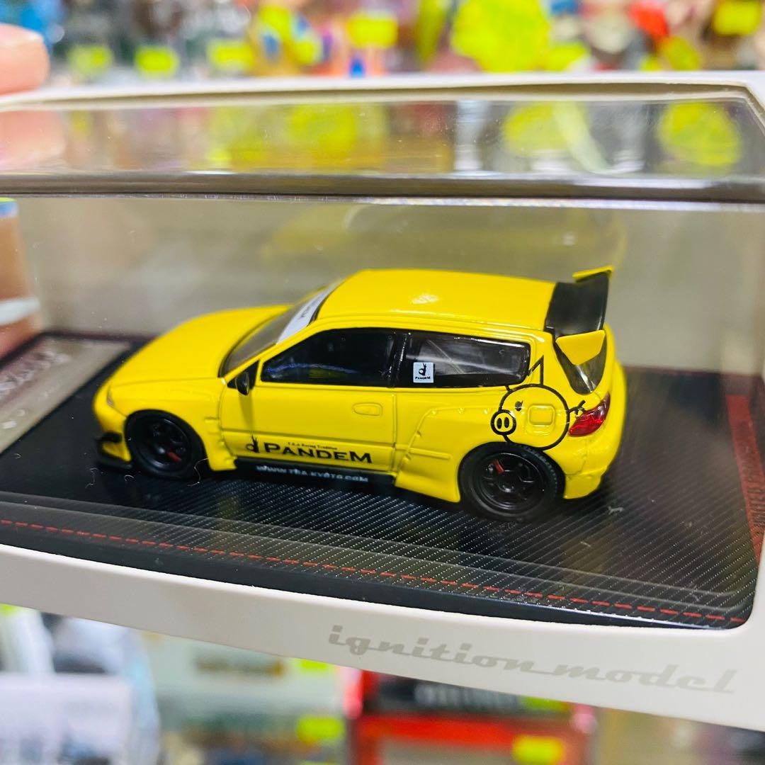 Ignition Model 1:64 Die-cast Model Car IG1416 Honda Civic Yellow IG 本田 ...