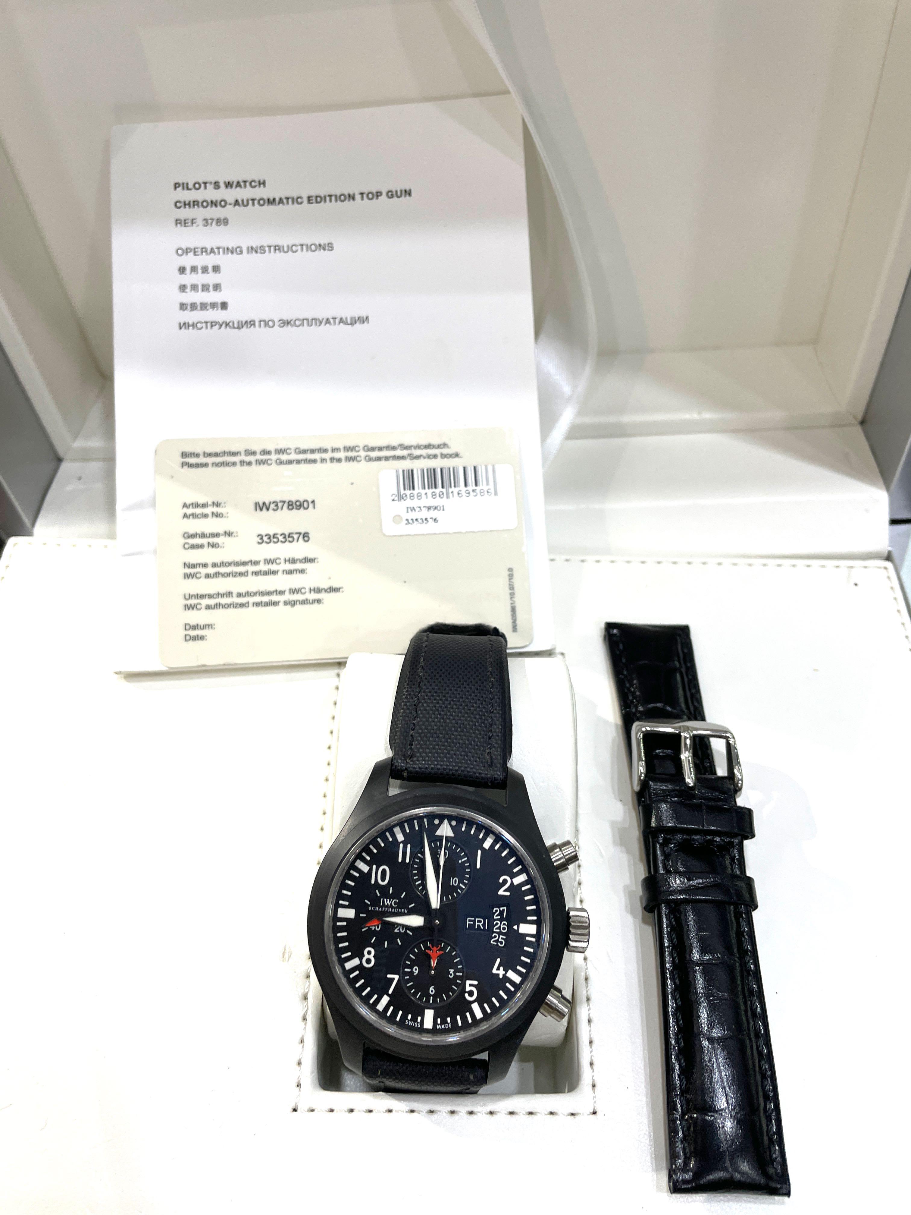 IWC Ceramic Pilot Top Gun IW378901 (Box and Paper), Luxury, Watches on ...