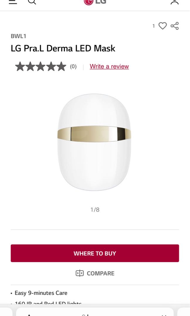 LG Pra.L Derma LED Mask for home spa, Beauty & Personal Care, Face ...