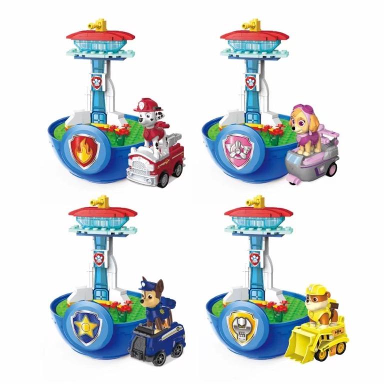 Paw Patrol Watchtower with Pull Back Car Paw Patrol Building Blocks ...