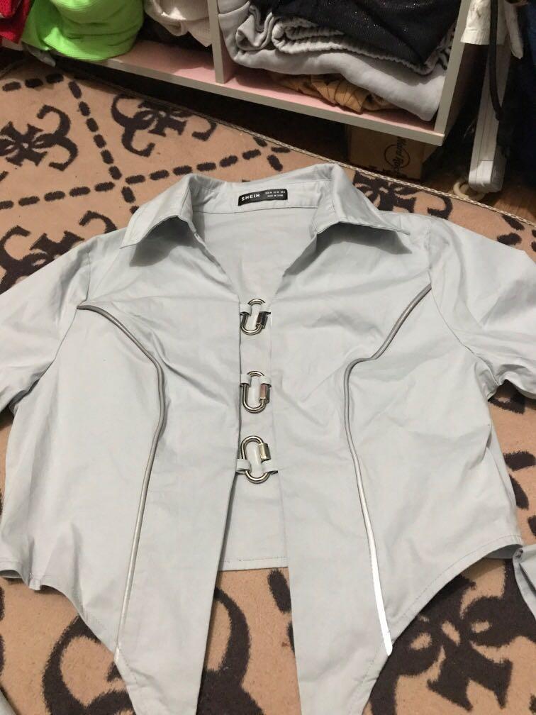 Shein reflective crop top, Women's Fashion, Tops, Sleeveless on Carousell