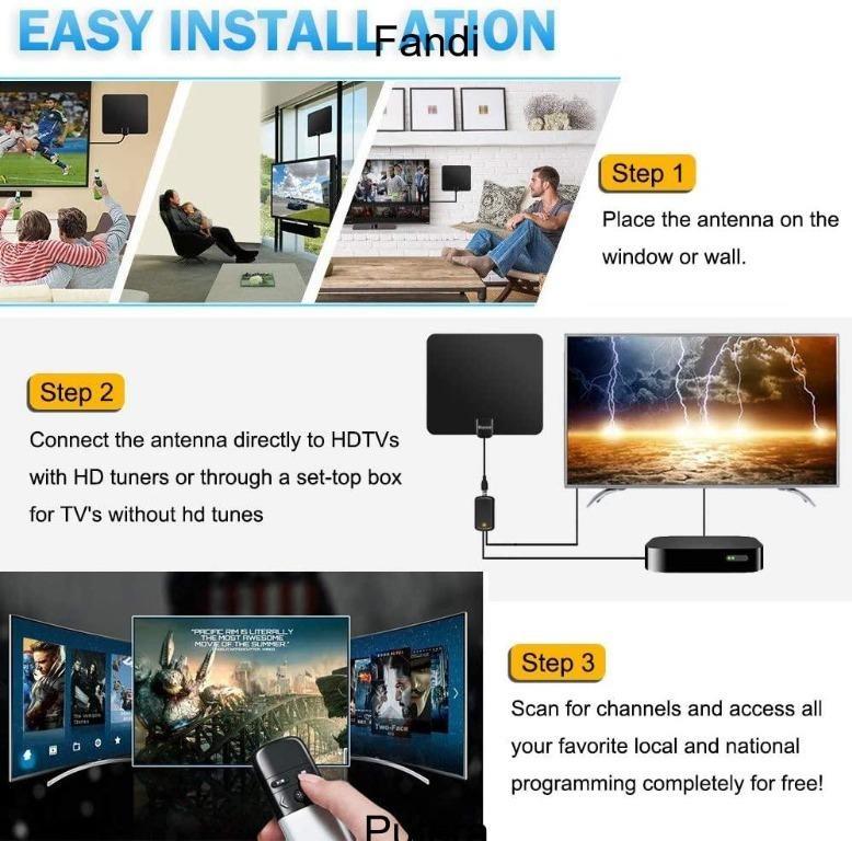 TV Aerial, Boyoye Indoor TV Aerial for Digital Freeview 4K 1080P HD VHF ...