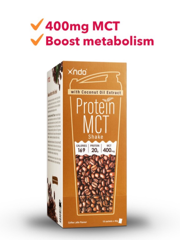 Xndo Coffee Latte Protein MCT Shake 18s, Health & Nutrition, Health ...