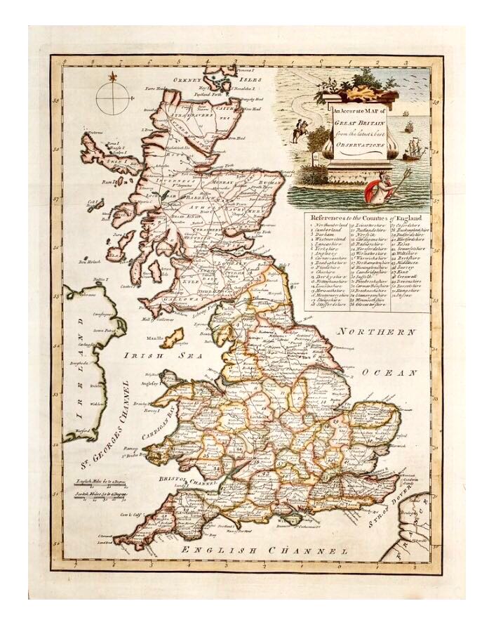 Antique Original Small Map of Britain Circa 1770, Hobbies & Toys ...