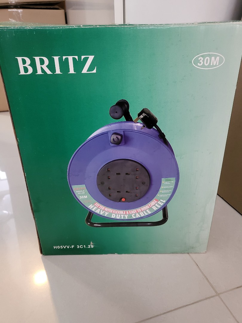 BRITZ 30m Cable Reel, Furniture & Home Living, Home Improvement ...