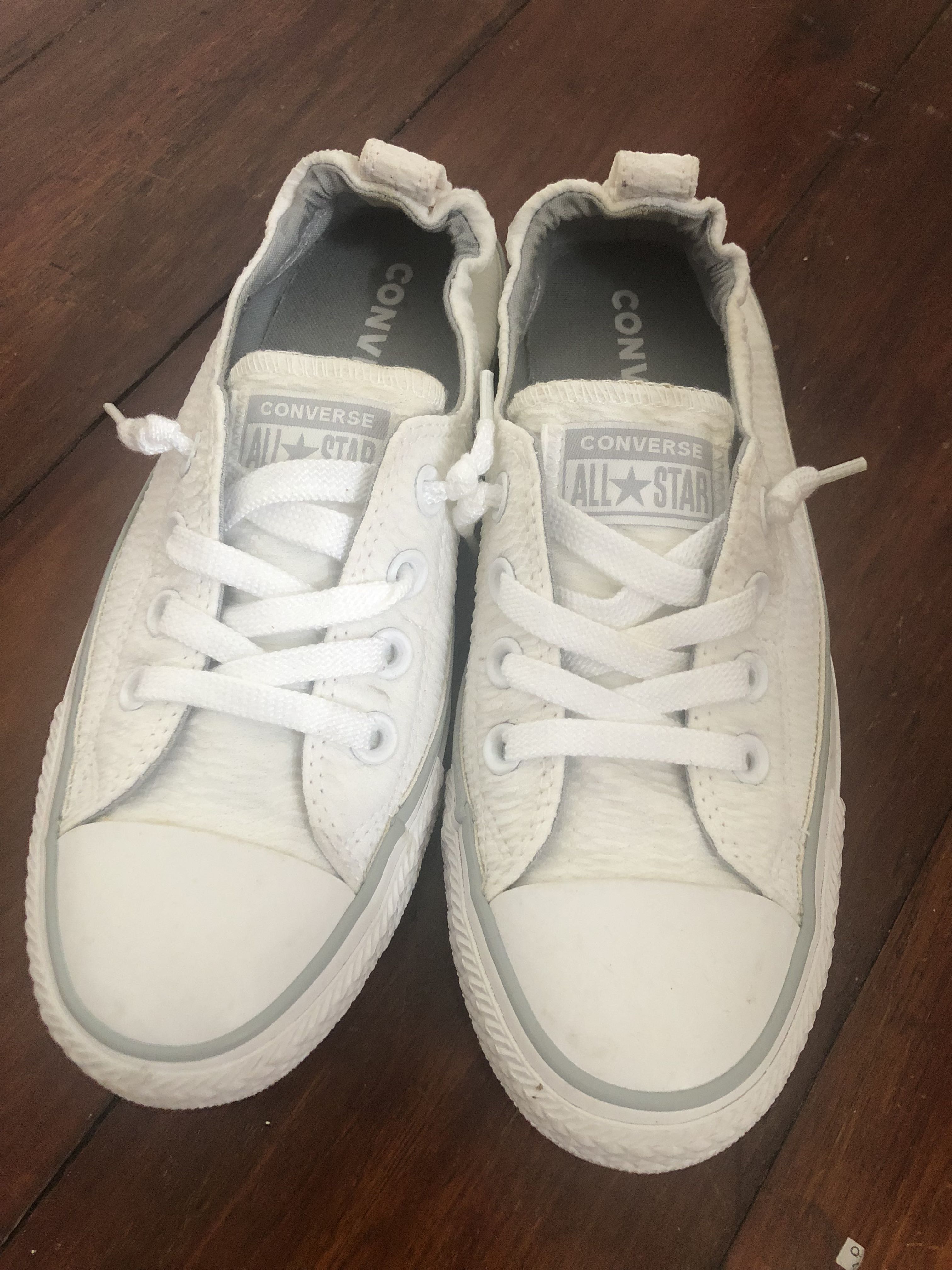 Converse All Star White Wolf Gray Slip On, Women's Fashion, Footwear ...