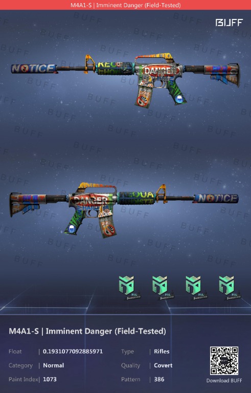 CSGO M4A1S Imminent Danger FT (0.19fv), Video Gaming, Video Games ...