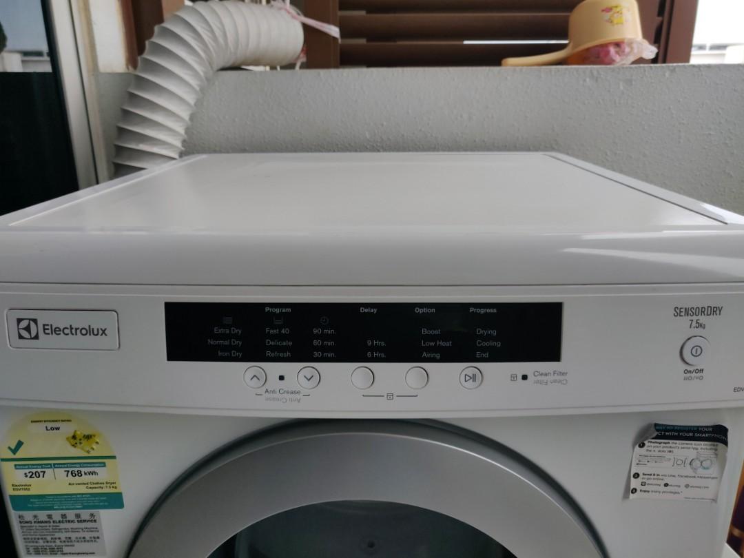 Electrolux SensorDry 7.5kg dryer, TV & Home Appliances, Washing ...