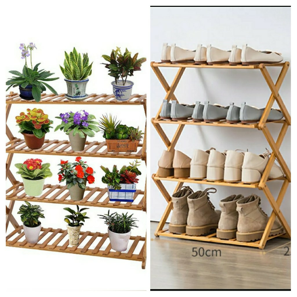 Foldable Bamboo Japanese Rack Shoe Plant, Furniture & Home Living ...