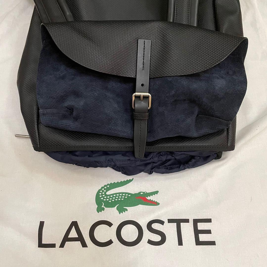Lacoste Genuine Cow Leather BackPack with Flap, Luxury, Bags & Wallets ...