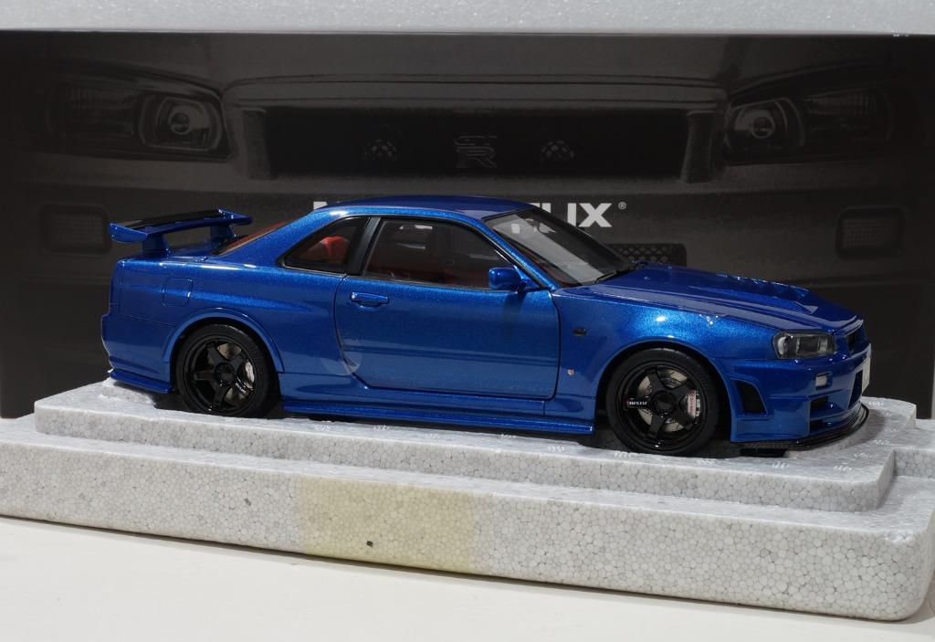 MotorHelix 1/18 Nissan Skyline R34 GT-R Nismo Z-tune Bayside Blue, Hobbies & Toys, Toys & Games ...