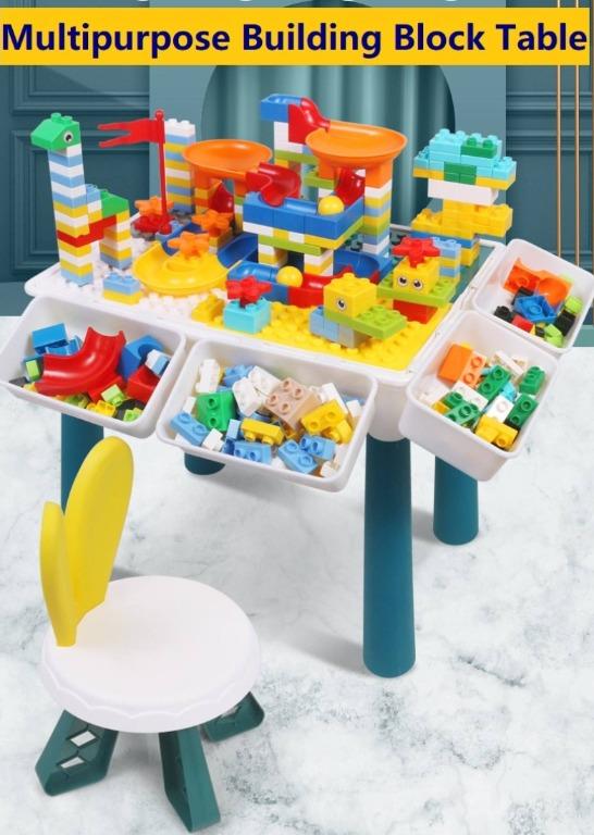 Multipurpose Children Kids Building Block Toy Table Chair Study Desk ...