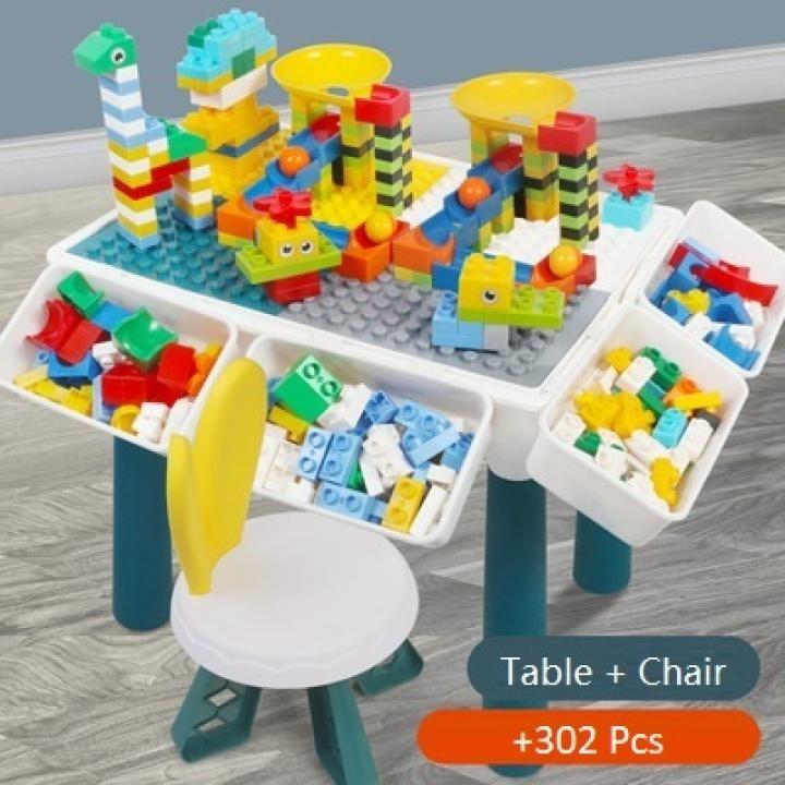 Multipurpose Children Kids Building Block Toy Table Chair Study Desk ...