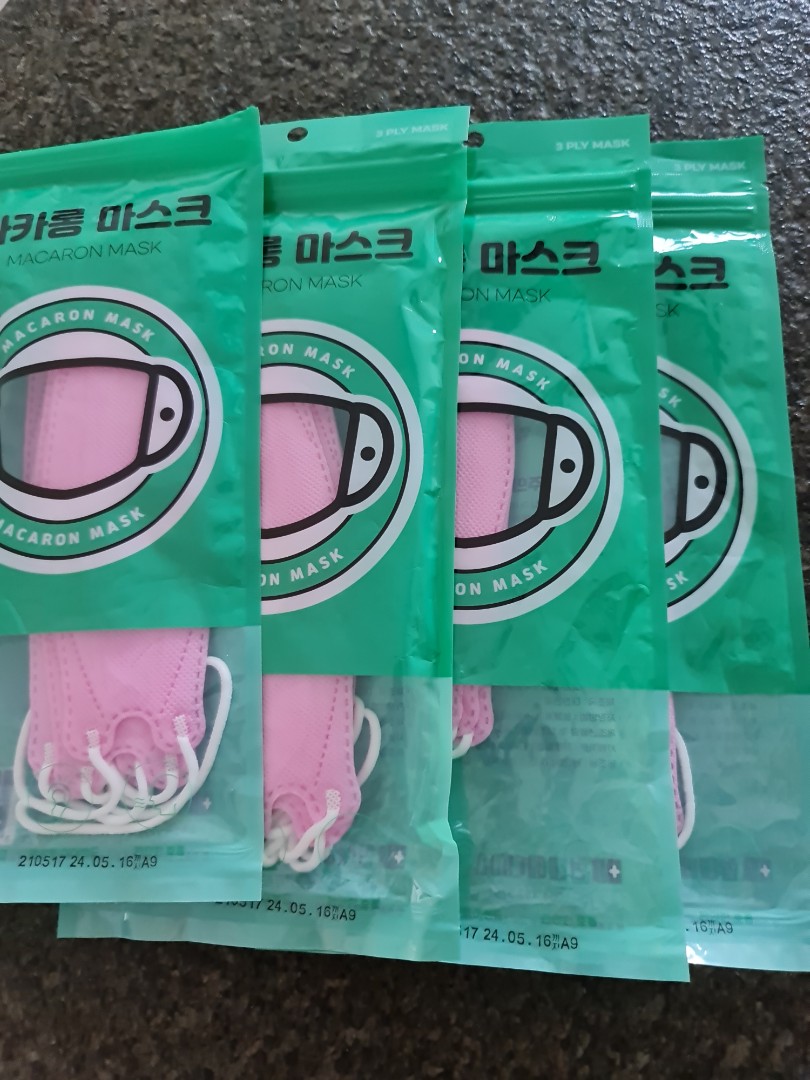 Pink Macaron Mask KF94, Health & Nutrition, Face Masks & Face Shields ...