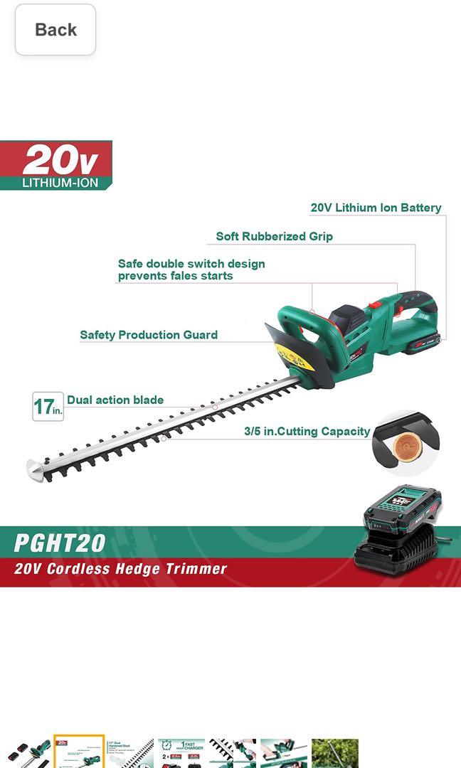 (FREE DELIVERY) POSENPRO 20V Cordless Electric Hedge Trimmer, Furniture ...