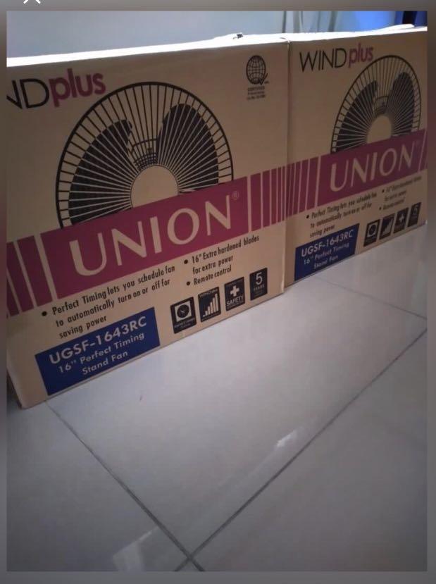 Union electric fan with remote control, Furniture & Home Living ...