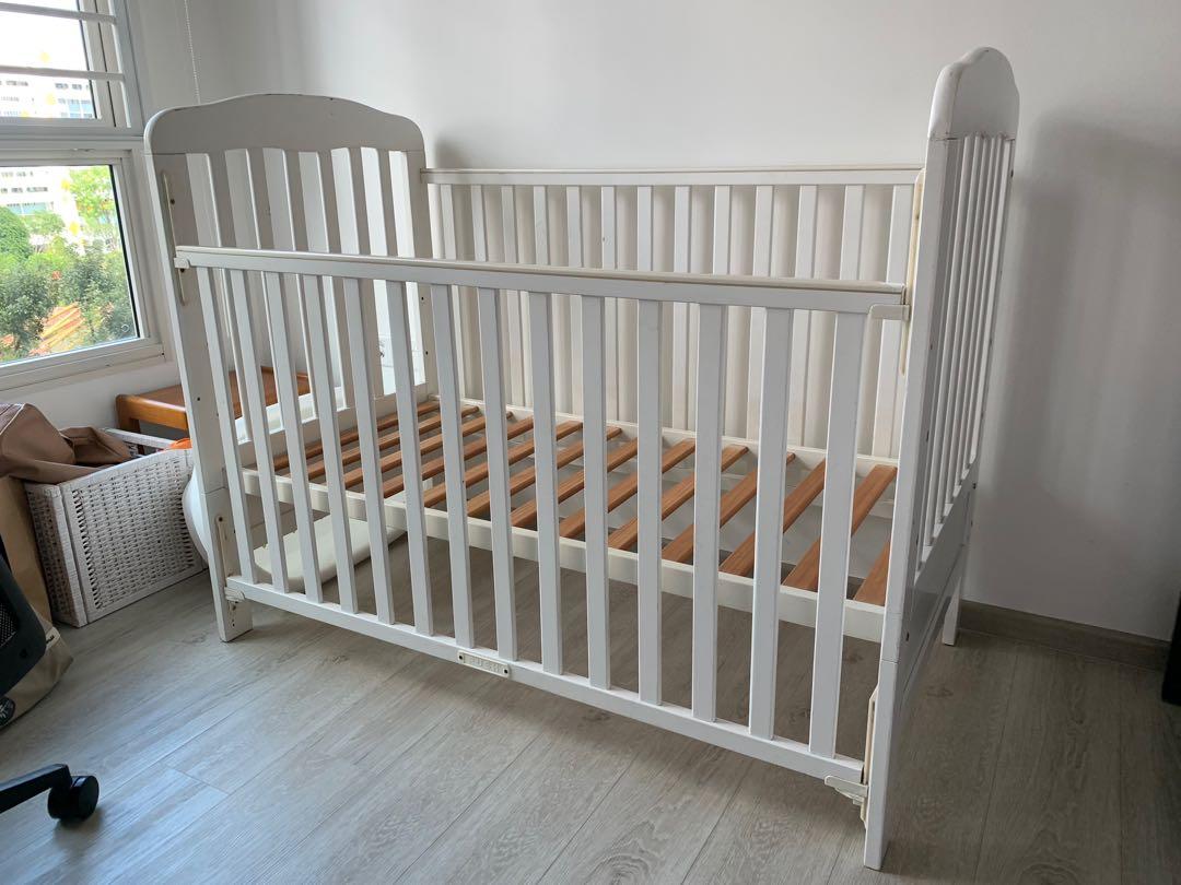 White Wooden Baby Cot, Babies & Kids, Baby Nursery & Kids Furniture ...