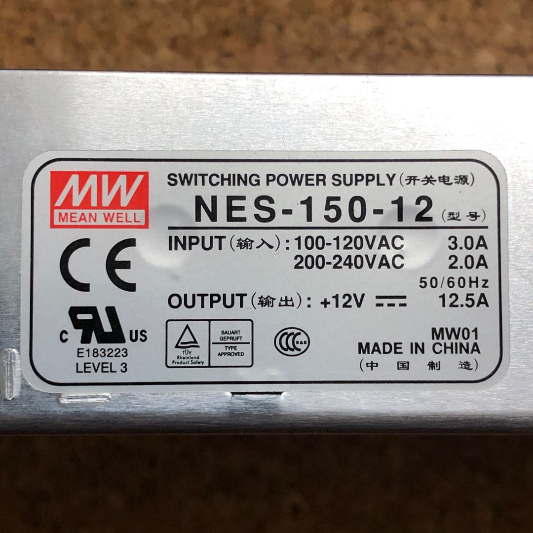 台灣 Mean Well 12V 火牛 12.5A 大功率150W LED 燈帶適用 變壓器 電源適配器 power adapter 鐵殼牛 ...