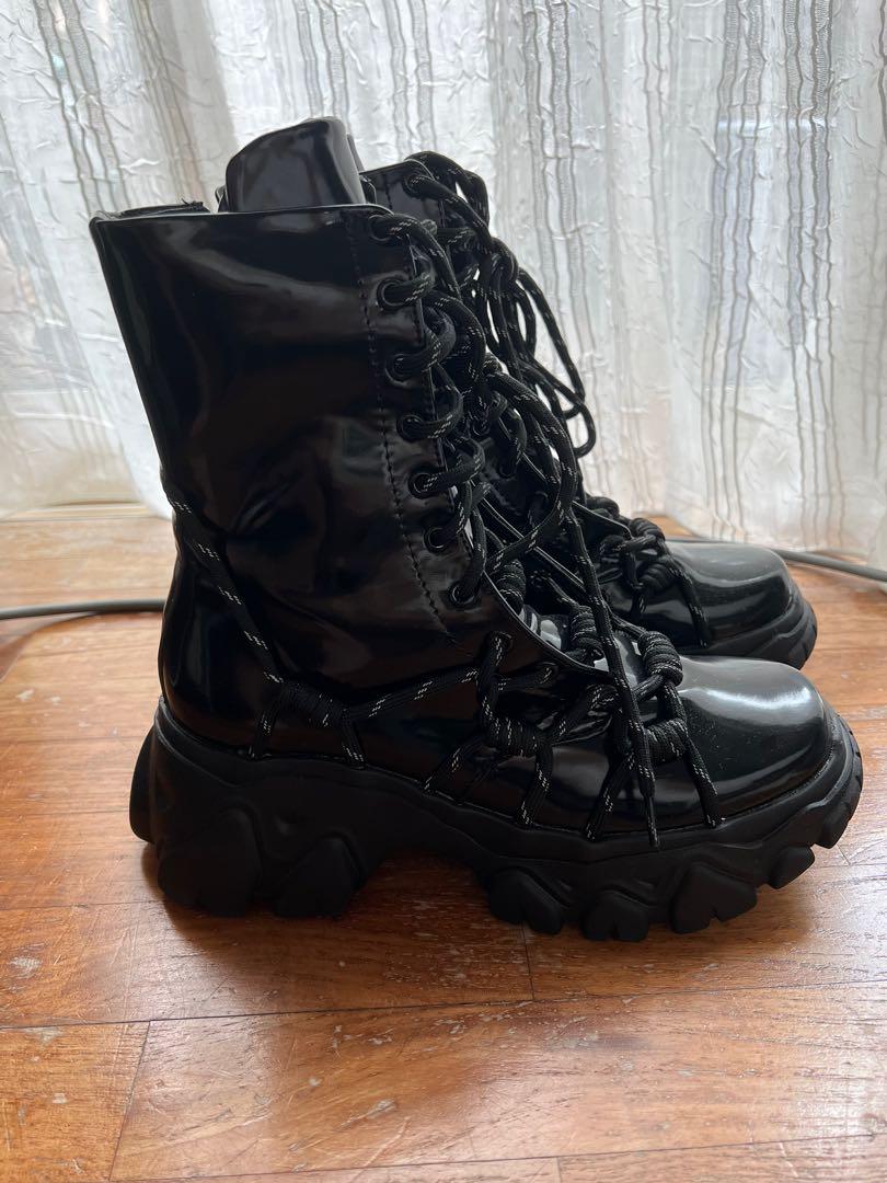 ALIEN PLATFORM BOOTS LACE X, Women's Fashion, Footwear, Boots on Carousell
