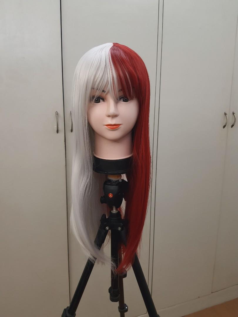 BNHA Fem! Todoroki / White and Red Split Dye Cosplay Wig, Women's ...